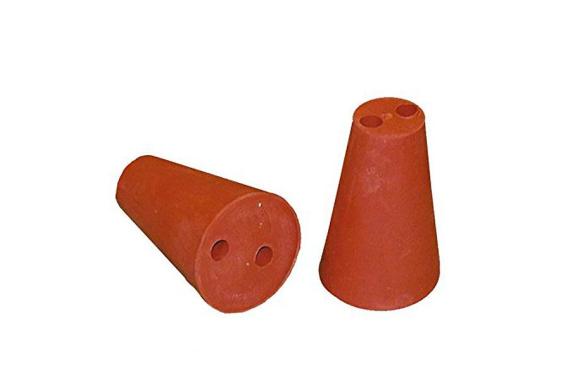 Tappi conici in gomma rossa 2 fori | Steroglass